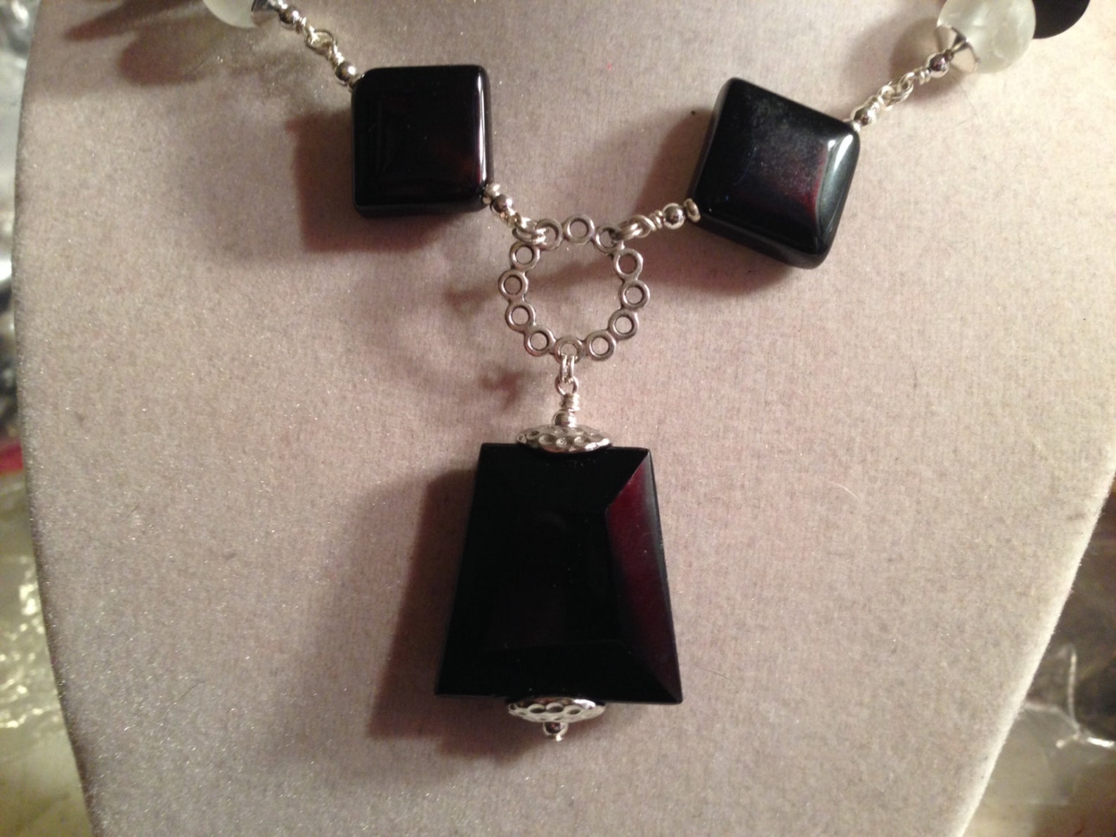 Black Necklace Silver Jewelry Crystal Quartz Gemstone - Etsy