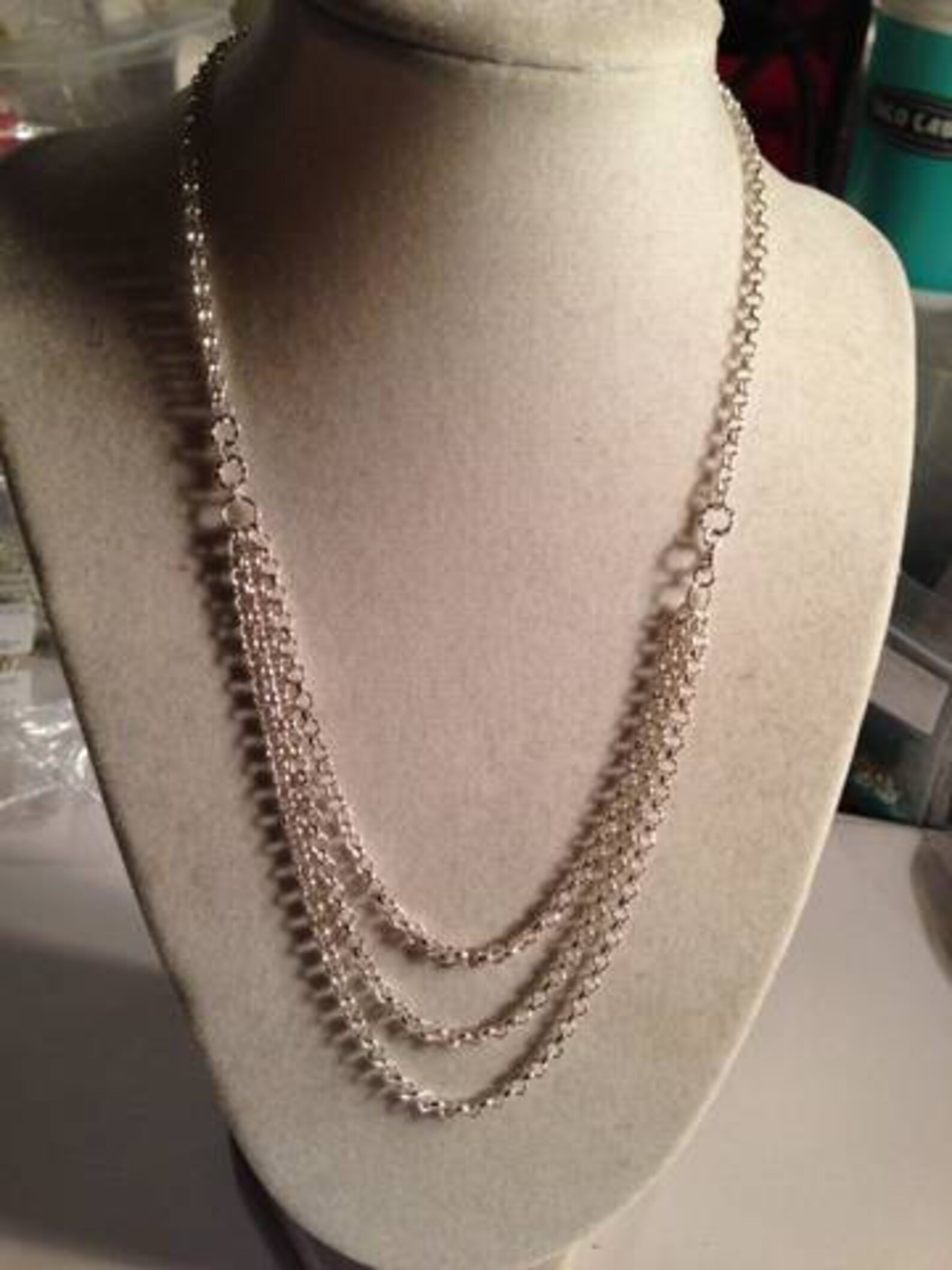 Silver Necklace - Multi Strand Chain Jewellery - Triple Strand - Box ...