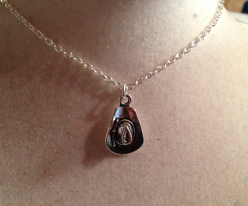 Cowboy Hat Necklace - Silver Chain Jewelry - Western Jewellery - Hat ...