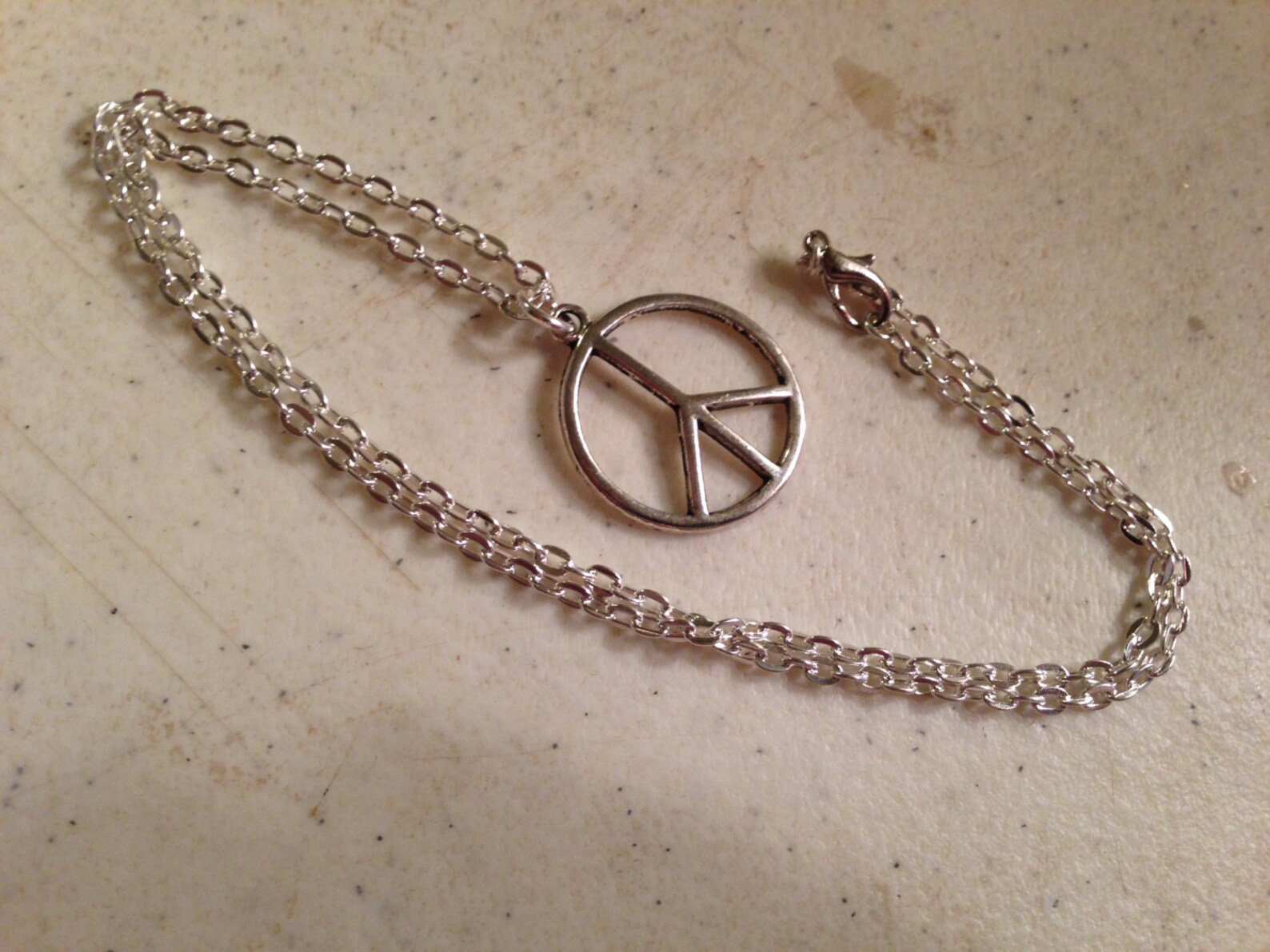 Peace Sign Necklace - Silver Jewelry - Pendant Jewellery - Chain ...