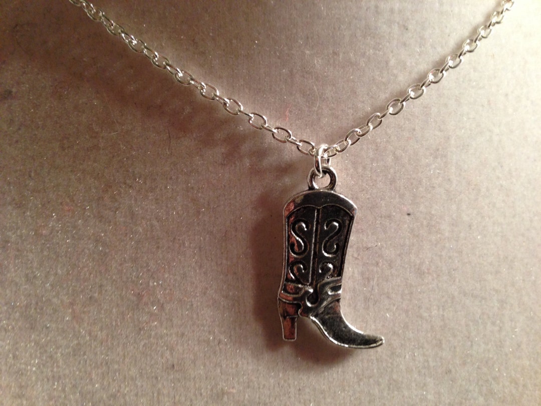 Boot Necklace - Western Jewelry - Rodeo - Silver Jewelry - Chain ...