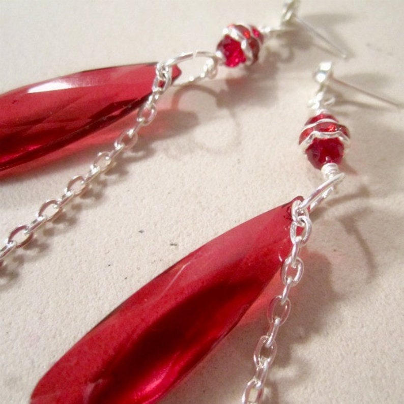 Red Earrings - Crystal Jewellery - Silver Chain Jewelry - Valentine ...