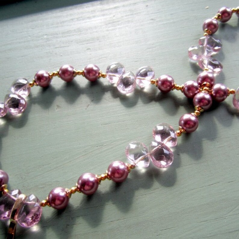 Mauve Necklace Pink Pearl Jewelry Yellow Gold Jewellery Wedding ...