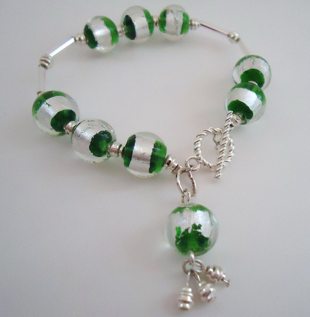 Green Bracelet St. Patrick's Day May Birthstone Silver Jewelry Unique ...