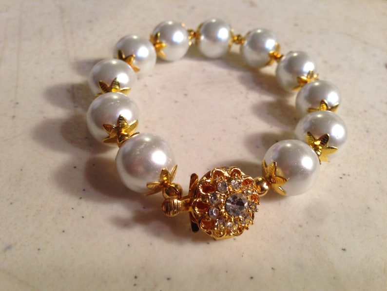 Pearl Bracelet - June Birthstone - Wedding Jewelry - Crystal Yellow ...