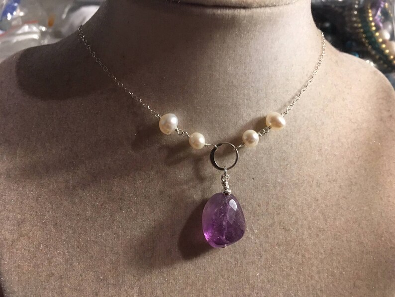 Amethyst Necklace - Purple Jewelry - February Birthstone - Freshwater ...