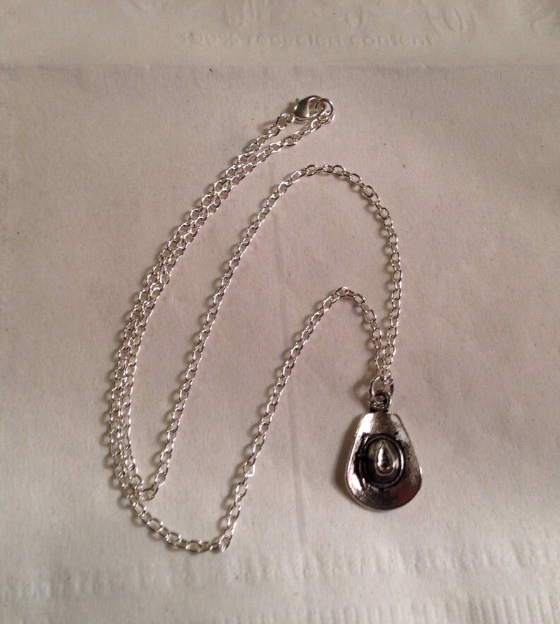Cowboy Hat Necklace - Silver Chain Jewelry - Western Jewellery - Hat ...