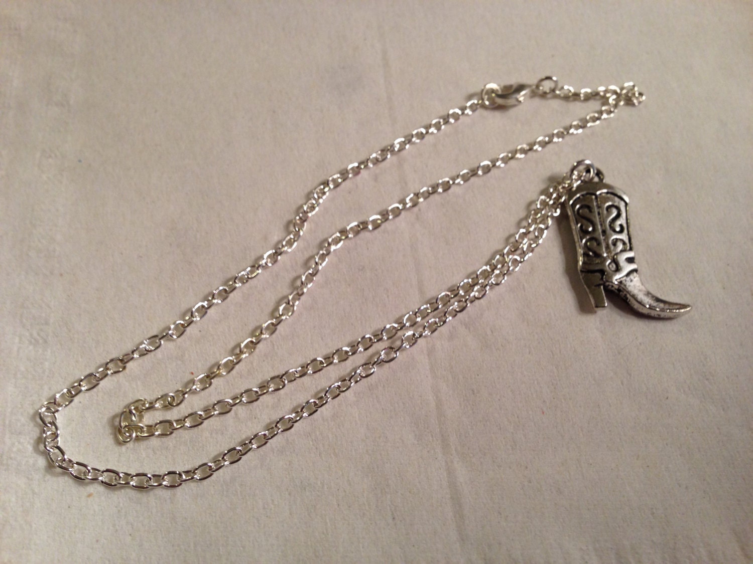 Boot Necklace - Western Jewelry - Rodeo - Silver Jewelry - Chain ...