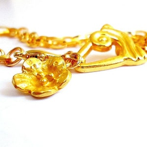 Gold Bracelet - Chain Jewelry - Flower Charm - First Wedding ...