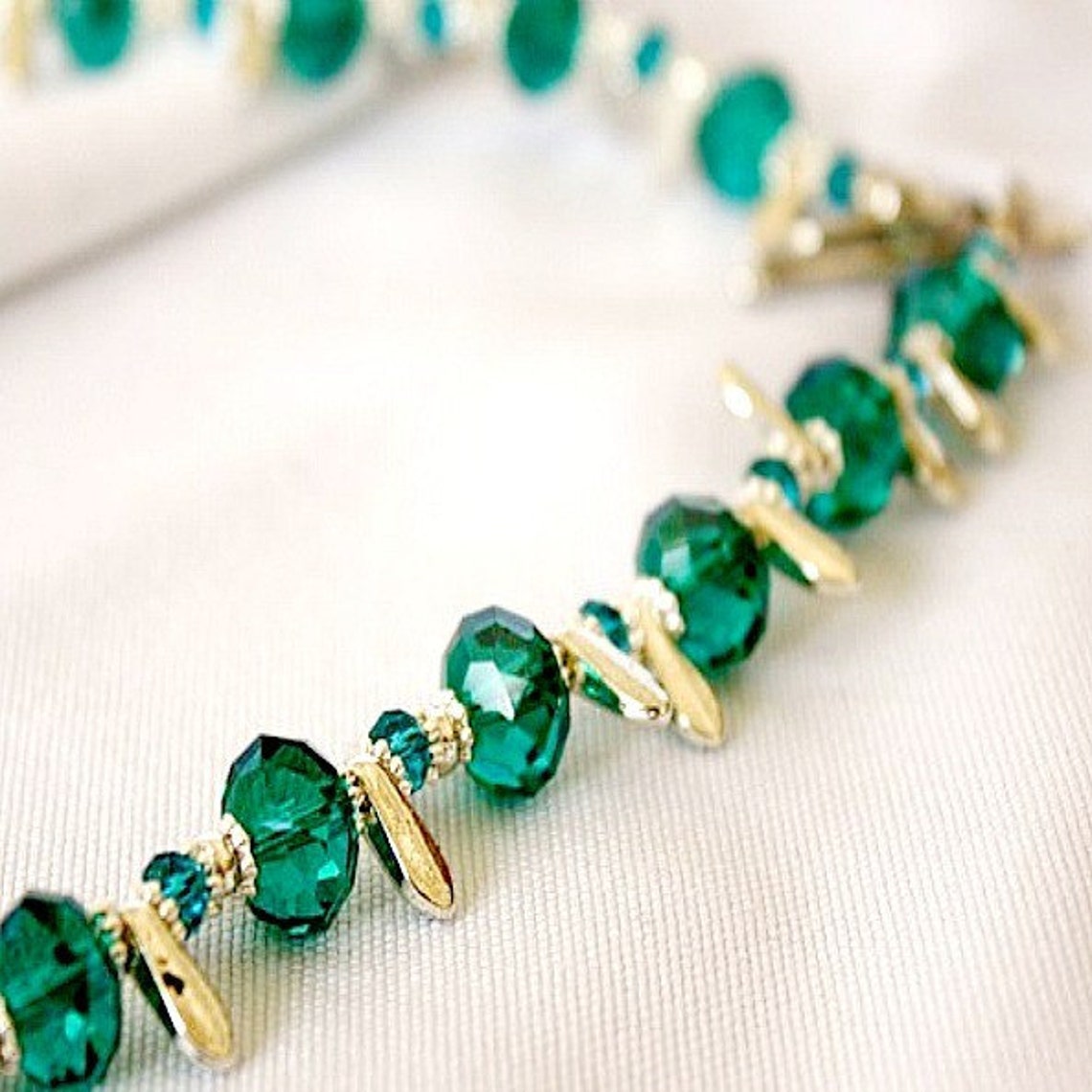 Teal Necklace - Silver Jewelry - Crystal Jewellery - Beaded - Glam ...