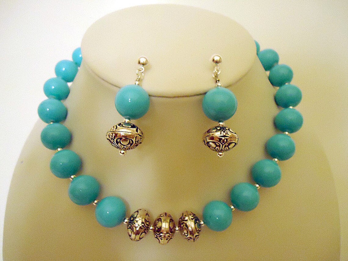 Turquoise Necklace - Silver Jewelry - Earring Set - Combo Jewellery ...