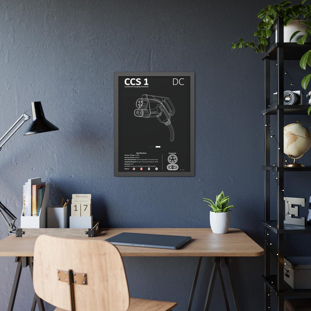 Modern CCS 1 EV Charging Plug Poster/wall Art (frame and Print) - Etsy