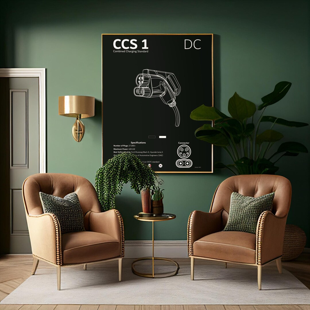 Modern CCS 1 EV Charging Plug Poster/wall Art (print) - Etsy