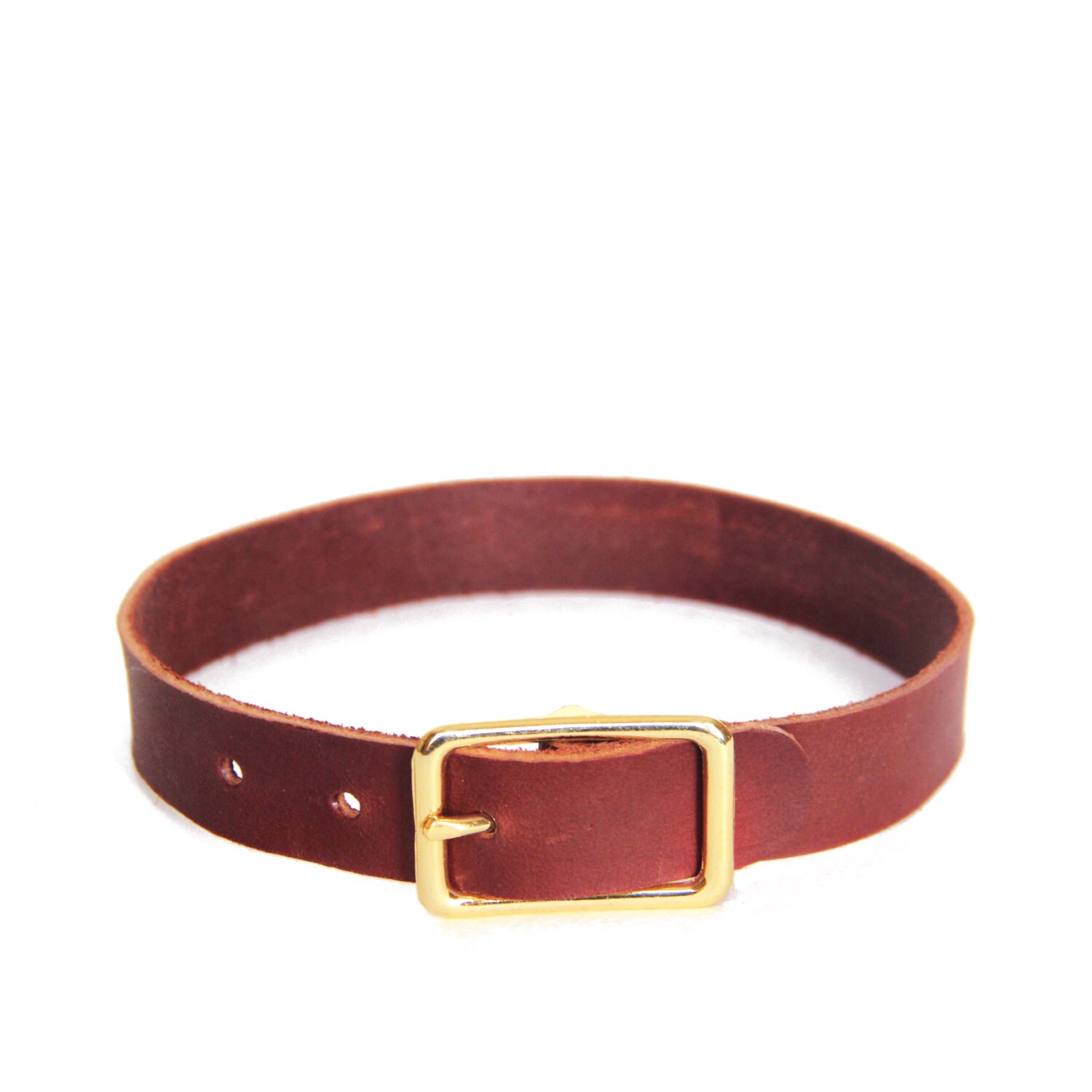 Basic Buckle Choker Chestnut Leather Choker - Etsy