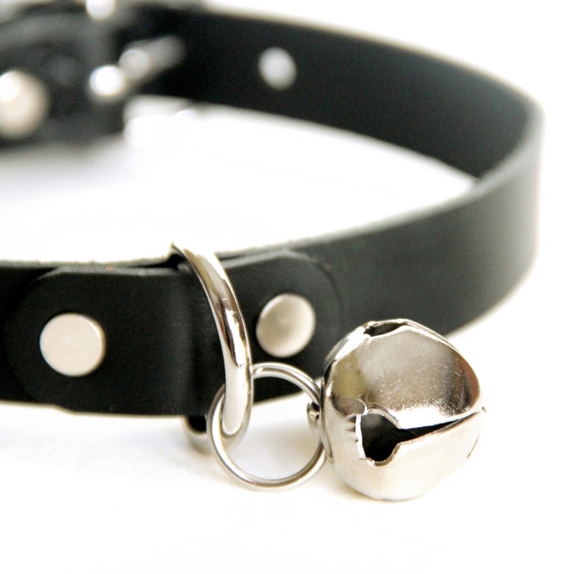 Cat Choker Black Leather Choker With Jingle Bell | Etsy
