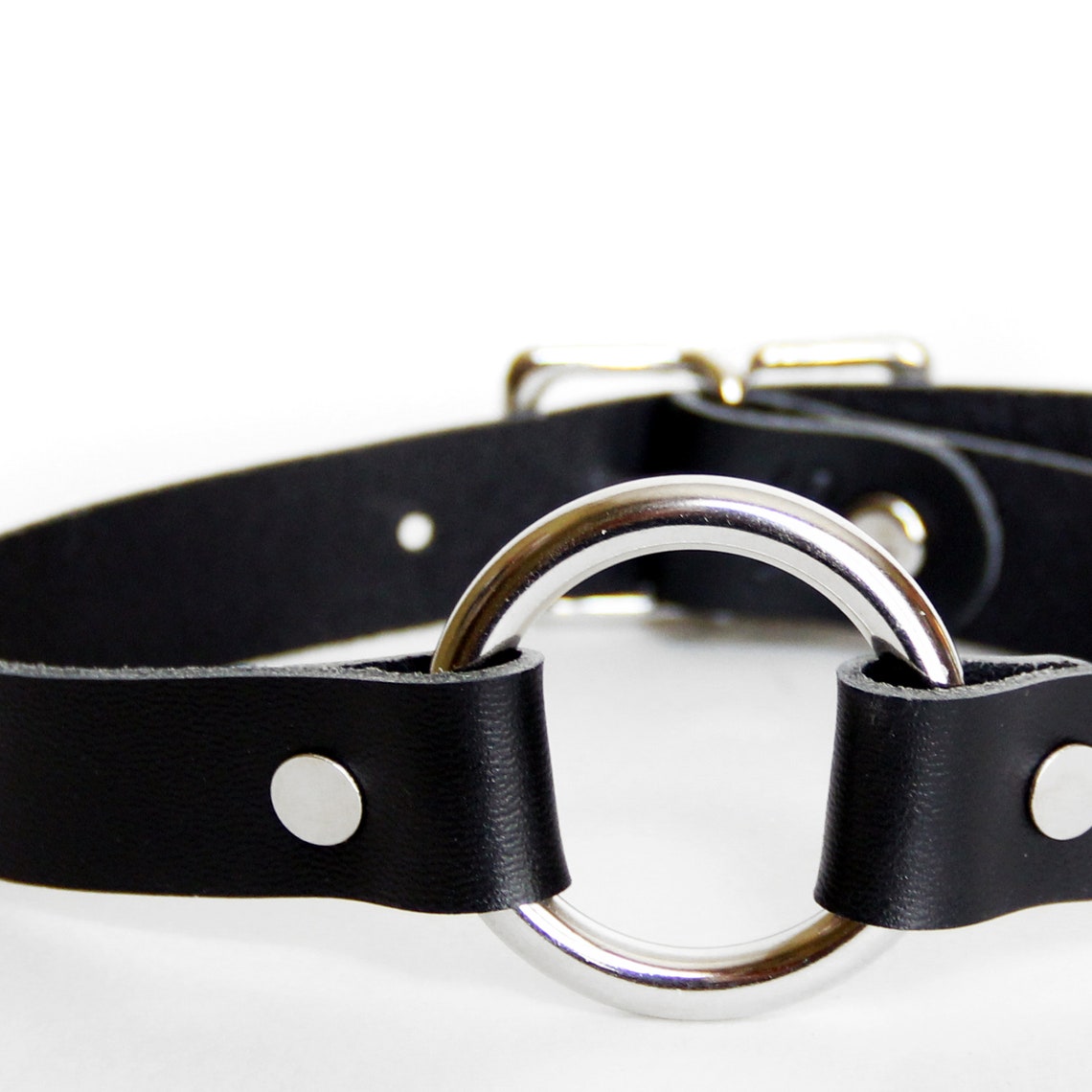 O-ring Choker -- Black Leather Choker - Etsy