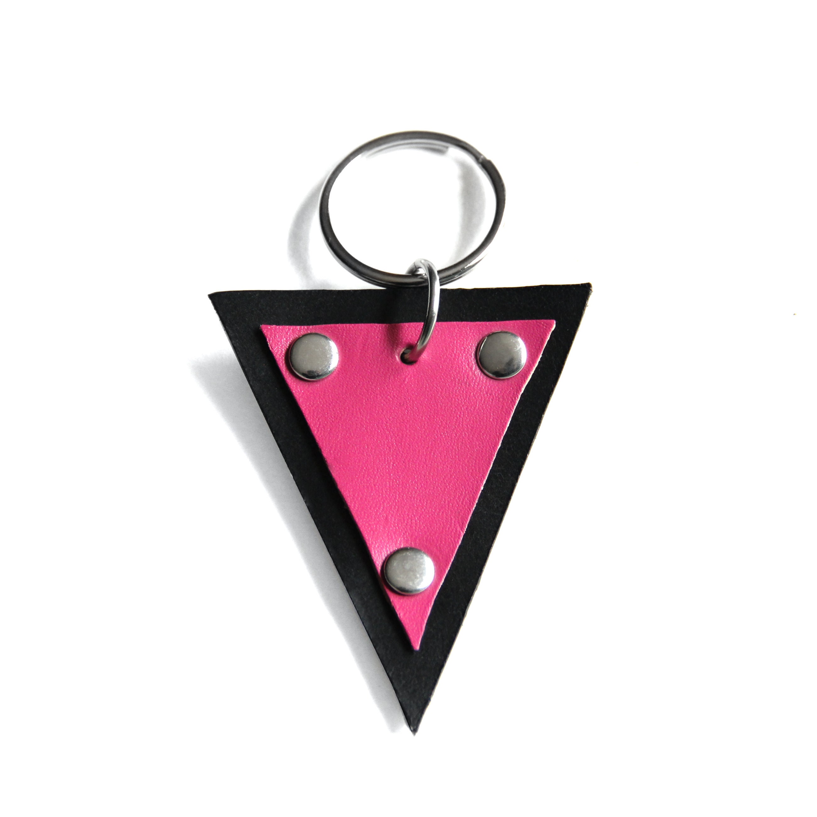Pink Triangle Keychain Leather | Etsy