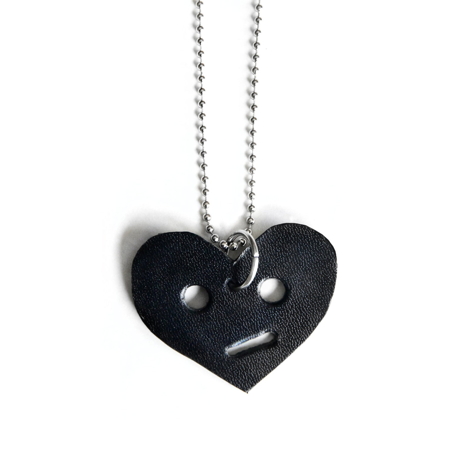 Leather Heart Necklace - Etsy