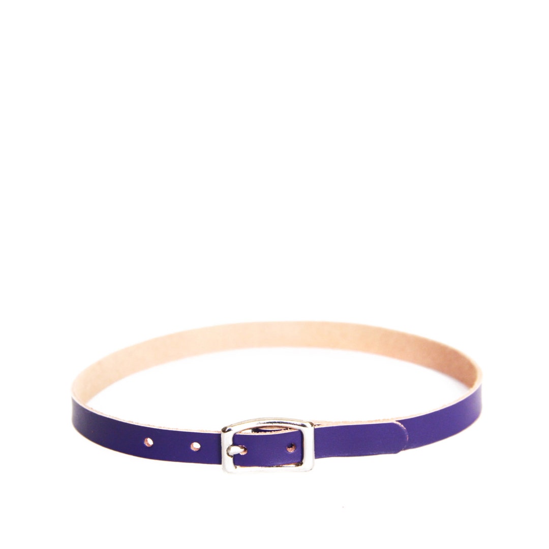 Mini Basic Buckle Choker -- Violet Leather Choker - Etsy