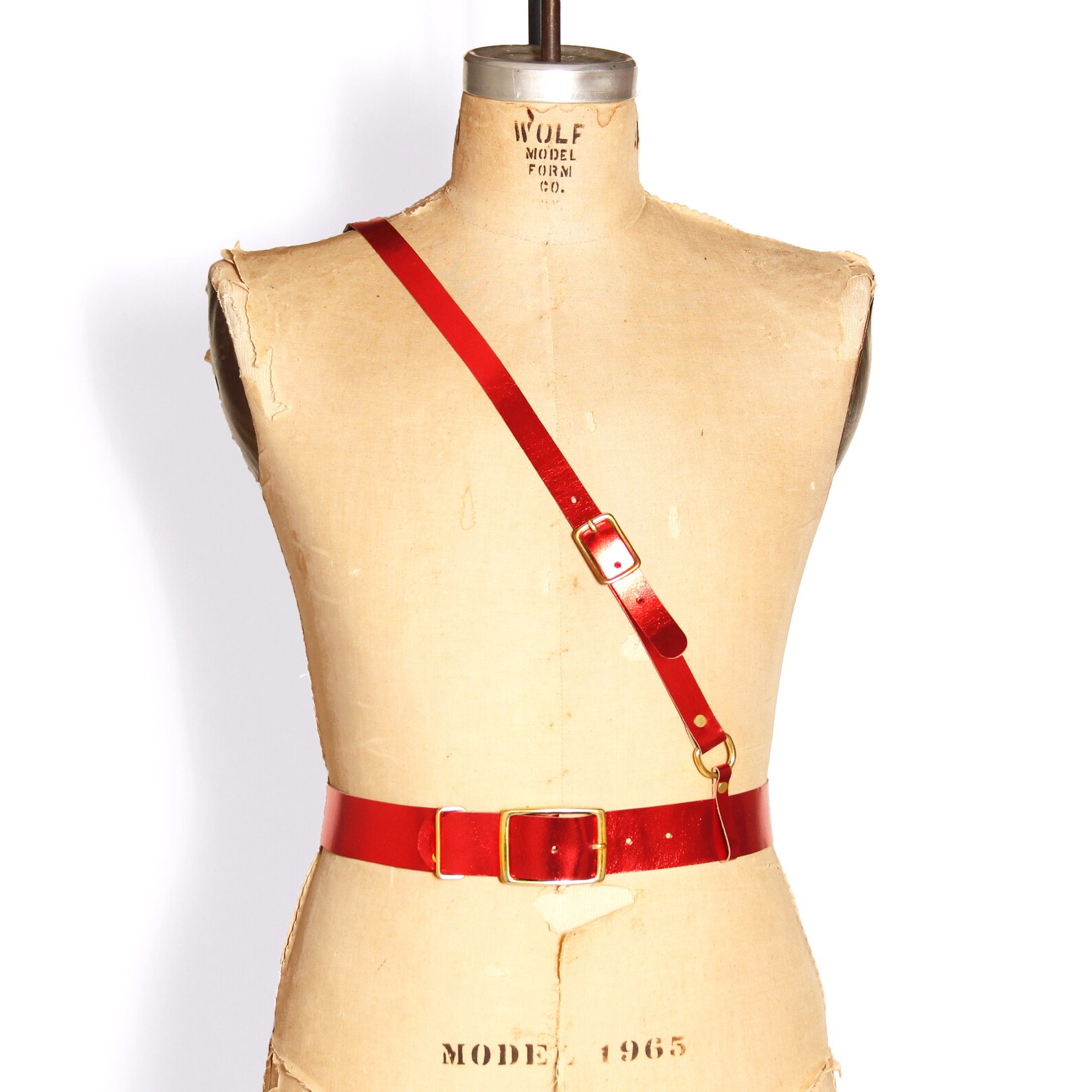 Military Belt -- Metallic Red Leather - Etsy