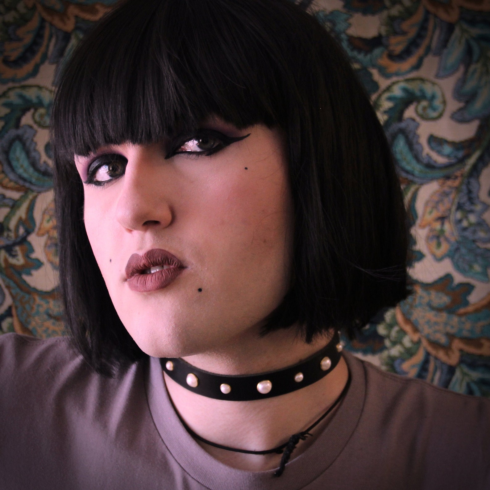 Pearl Studded Choker Black Leather Choker With Pearl Studs - Etsy