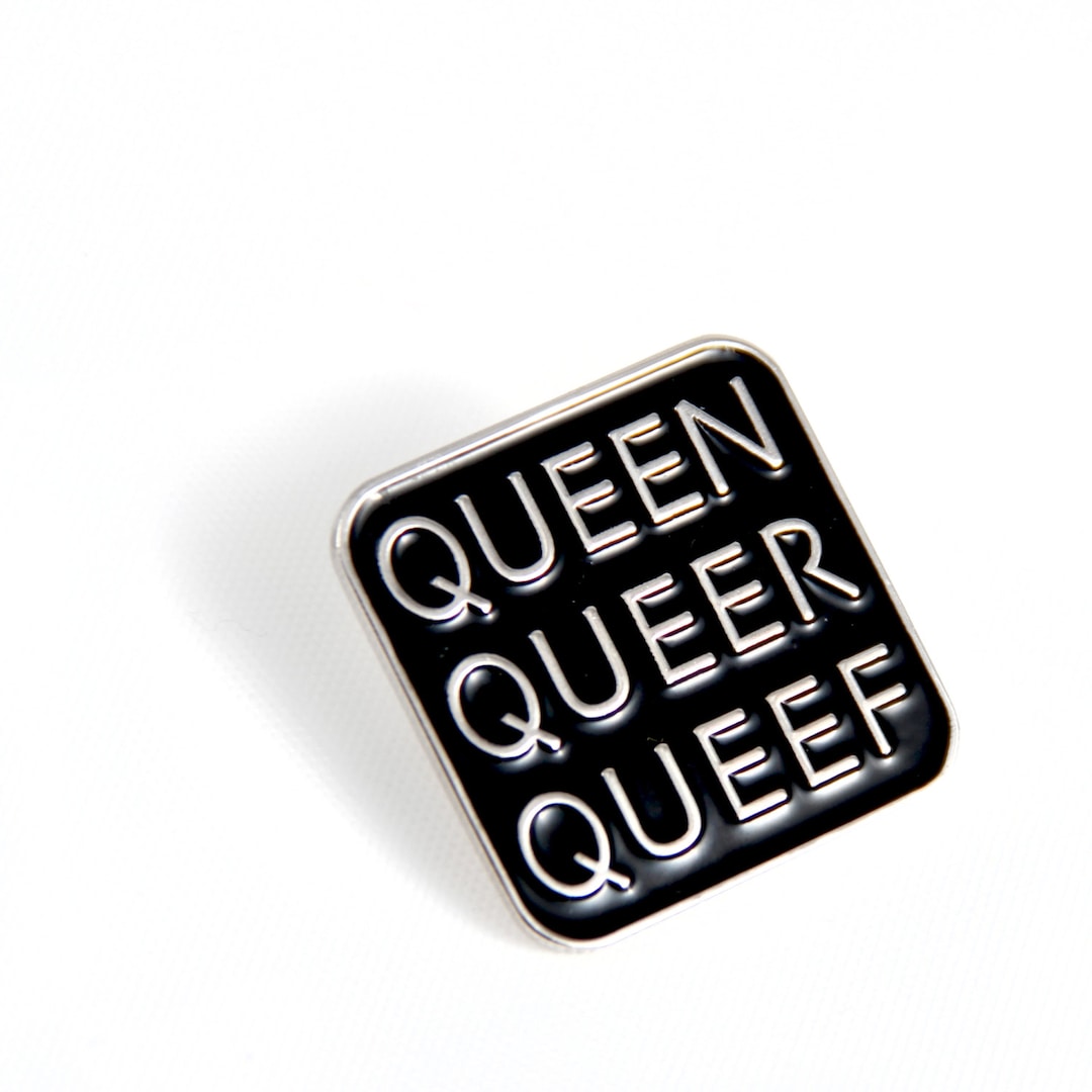 Q-words Pin Black & Silver Queer Queen Queef Enamel Pin - Etsy