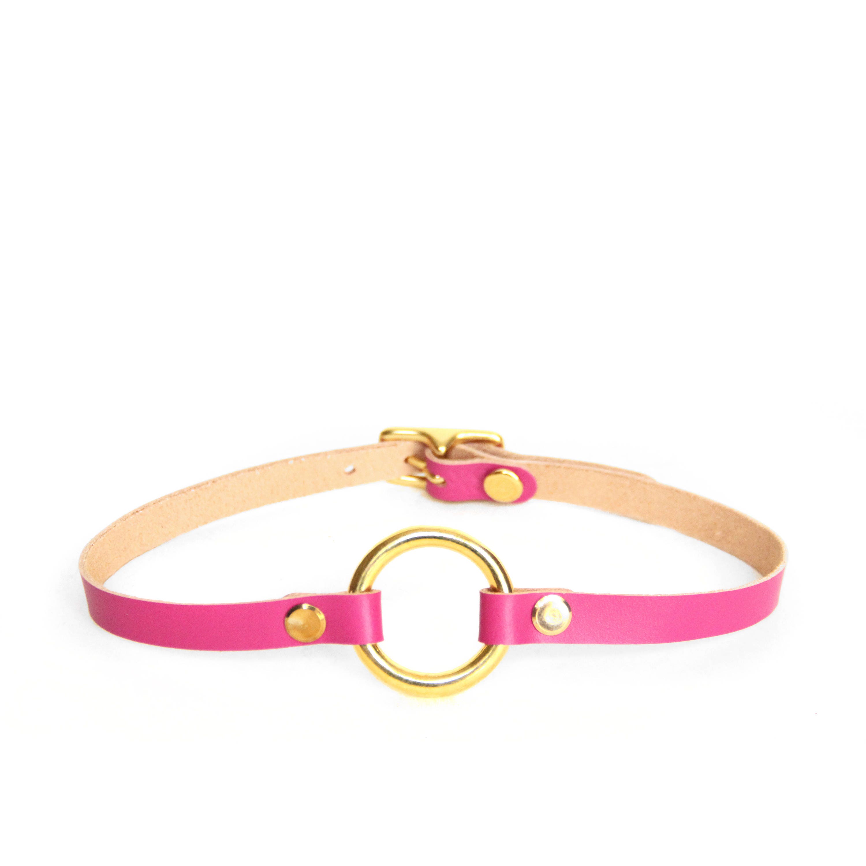 Mini O-ring Choker -- Hot Magenta Leather Choker - Etsy