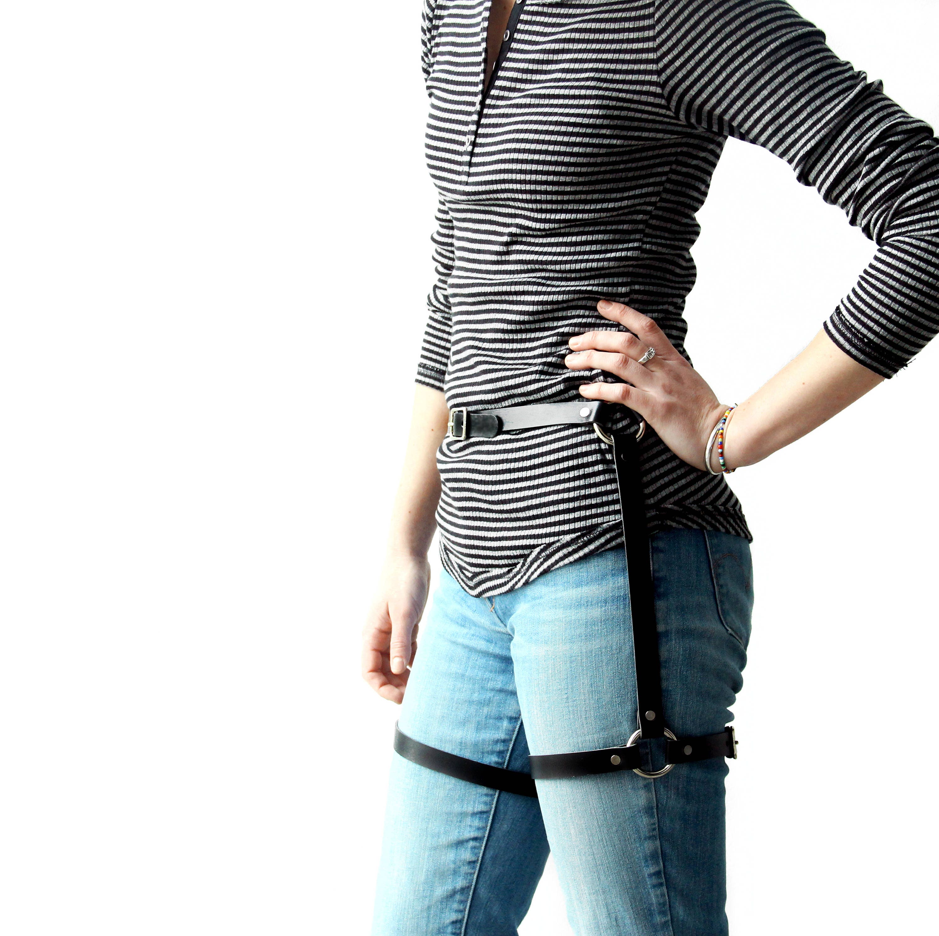 Hip Harness Black Leather Leg Harness | Etsy