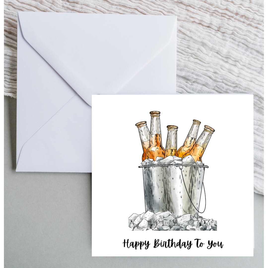 Personalized Beer Birthday Card | Bucket of Beer Design - Etsy