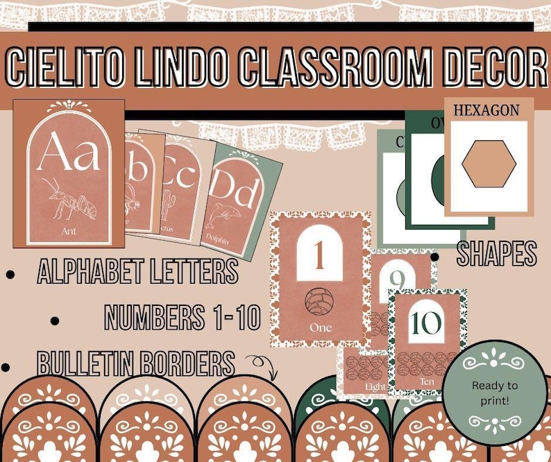 Cielito Lindo Classroom Decor, Terracotta, Talavera - Etsy