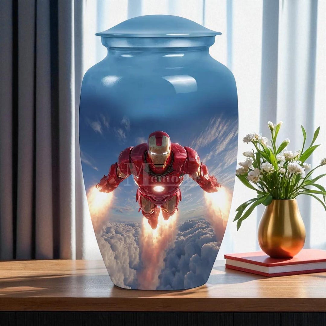 Superhero Cremation Urn for Ashes Red Flying Hero Memorial Urn for ...