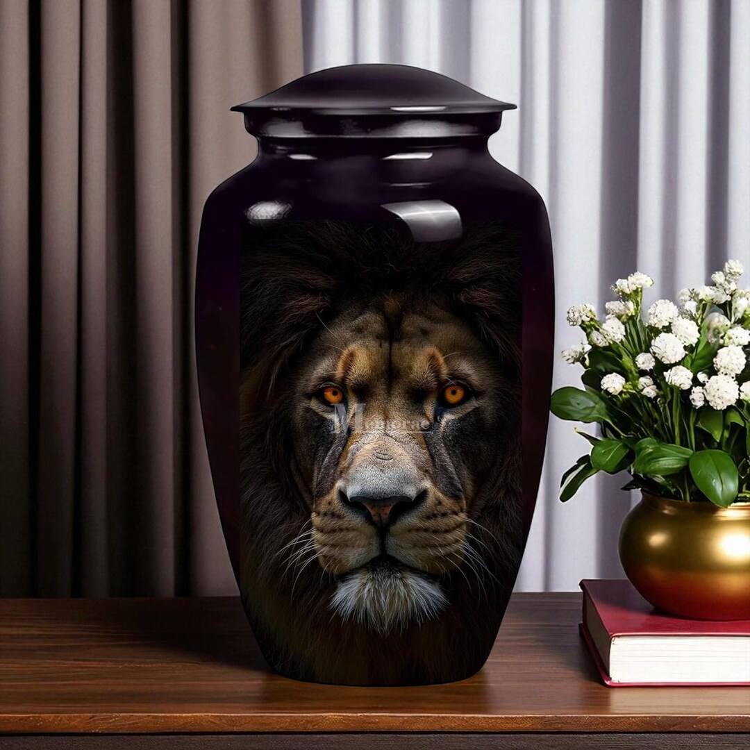 Lion Cremation Urn for Ashes Majestic Memorial Urn With Lion Portrait ...