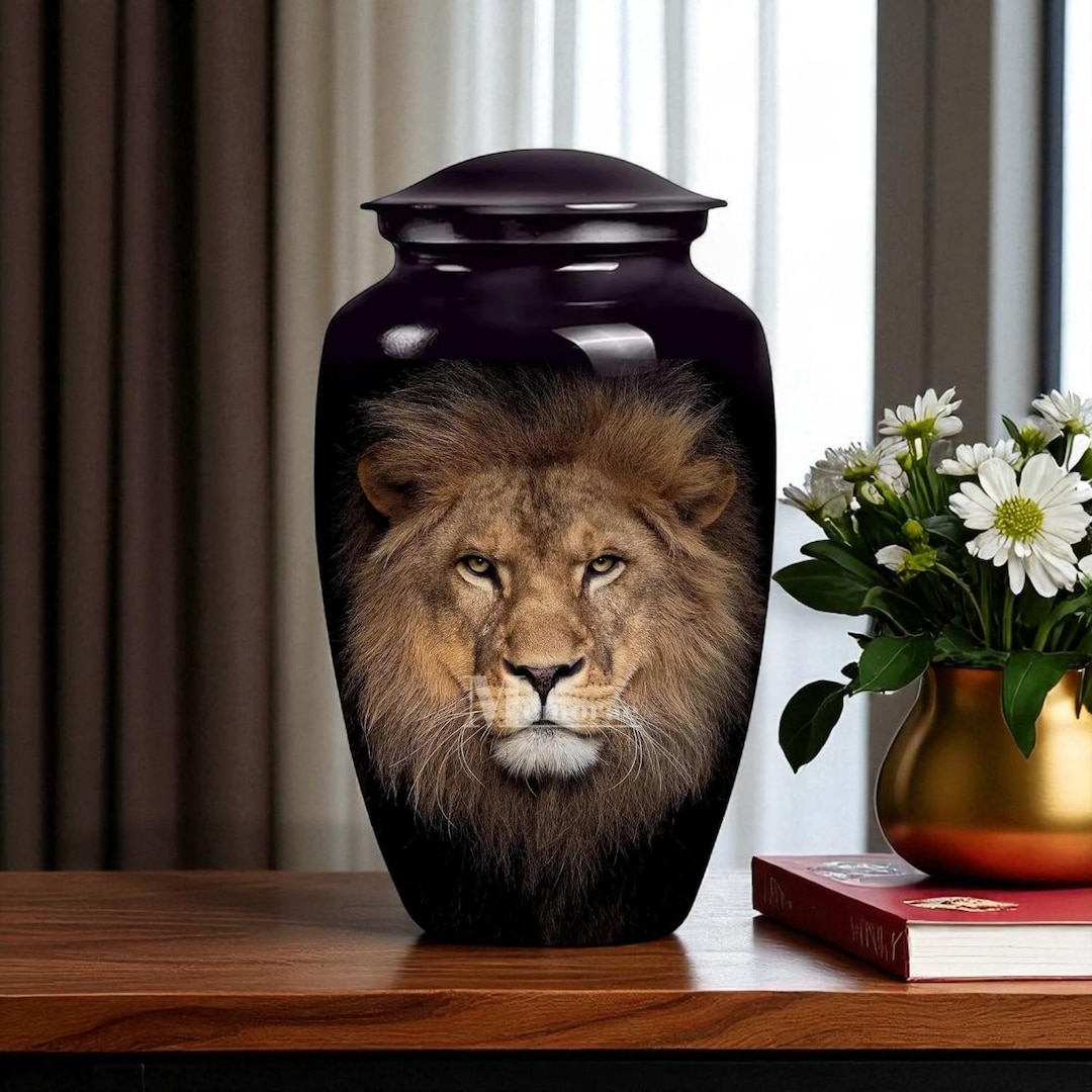 Lion Cremation Urn for Ashes Majestic Memorial Urn for Adults, Symbolic ...
