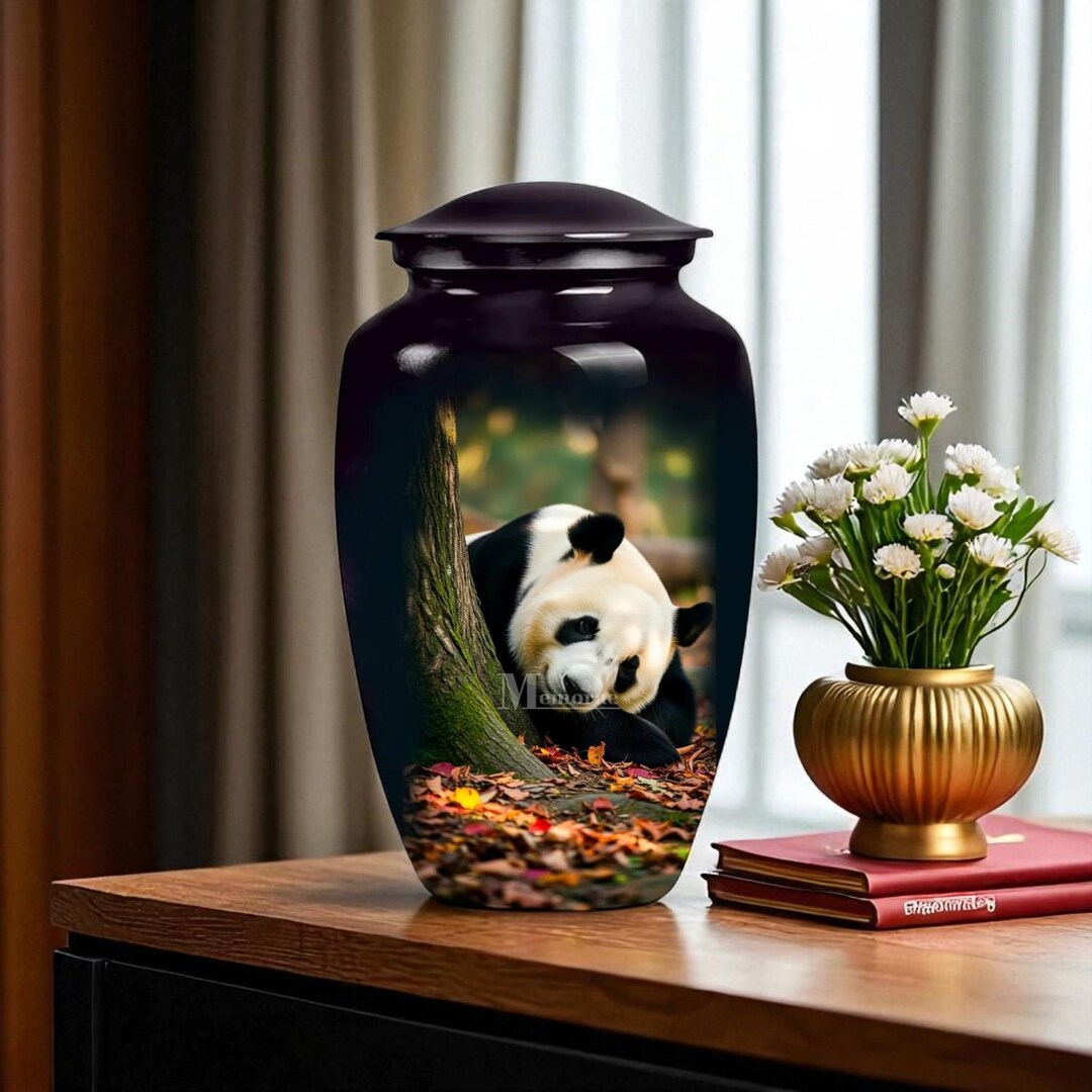 Panda Cremation Urn for Ashes Wildlife Memorial Urn With Peaceful Panda ...