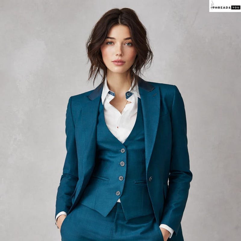 3 Piece Navy Suit Women - Etsy UK