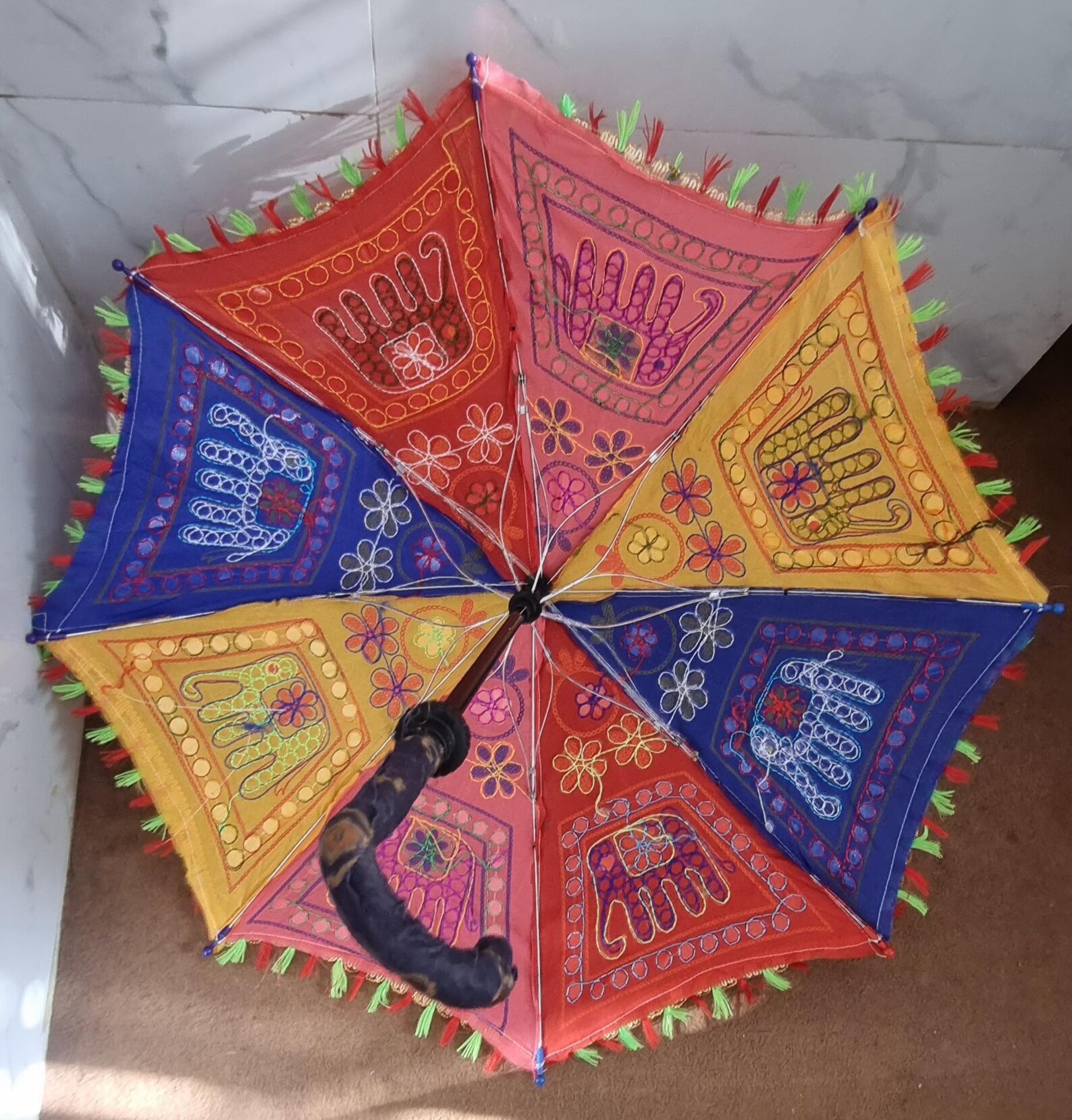 Handmade Embroidered Umbrella,traditional Indian Parasol,rajasthani ...