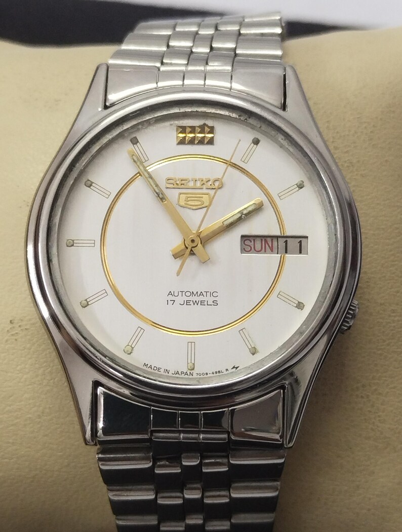 Vintage Seiko 5 Automatic Watch for Men White Dial Case Size 35.2mm - Etsy