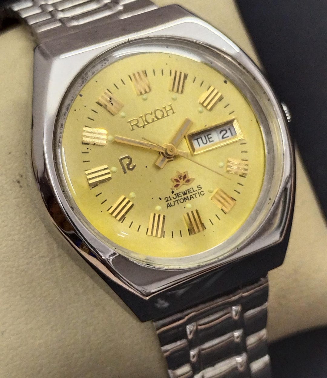 Vintage Ricoh Automatic Men's Watch Golden Dial Case Size 37.2mm - Etsy