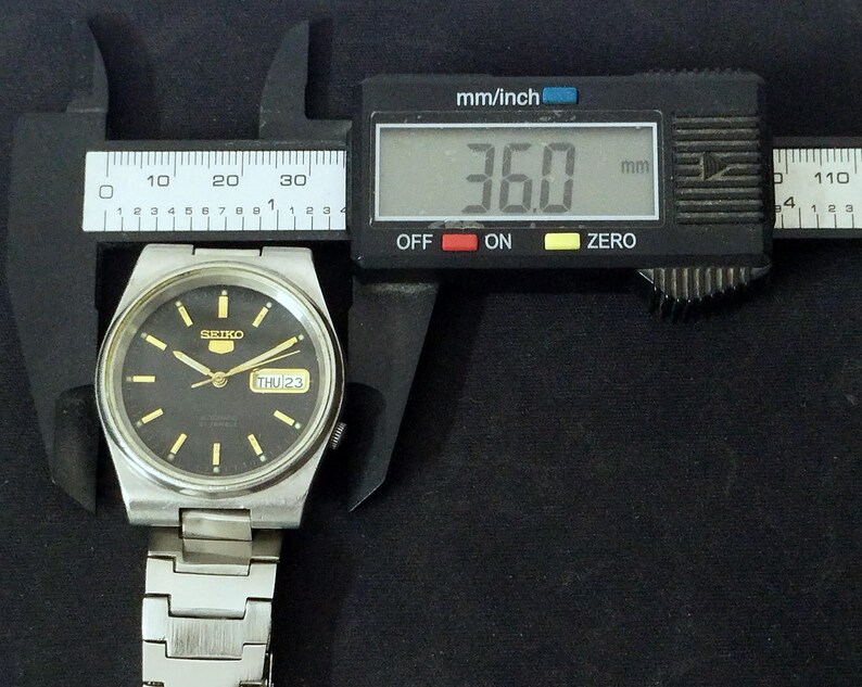 Vintage Seiko 5 Automatic Watch for Men Black Dial Case Size 36mm ...