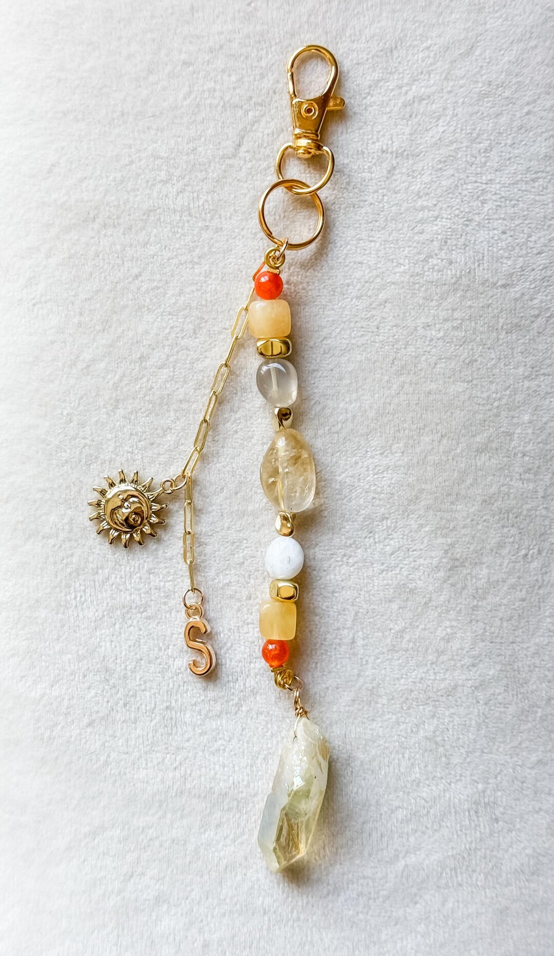 Crystal Quartz Bag Charm: Healing Gemstone Keychain - Personalized ...