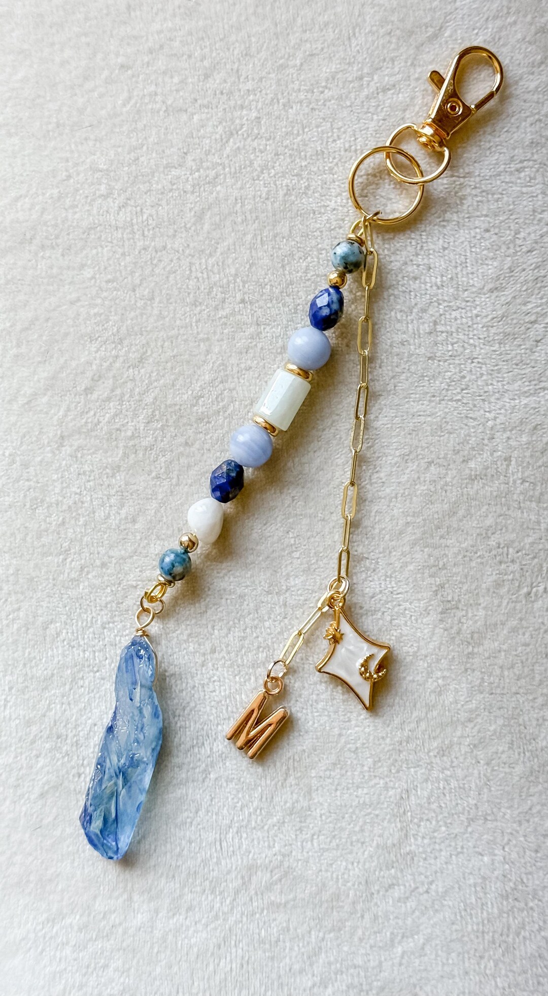 Moonwater Crystal Quartz Bag Charm: Healing Gemstone Keychain ...