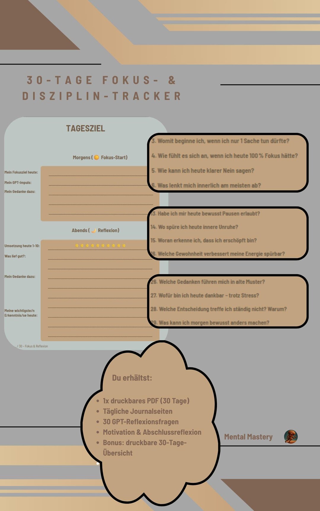 30-day Focus & Discipline Tracker (printable PDF) - Etsy