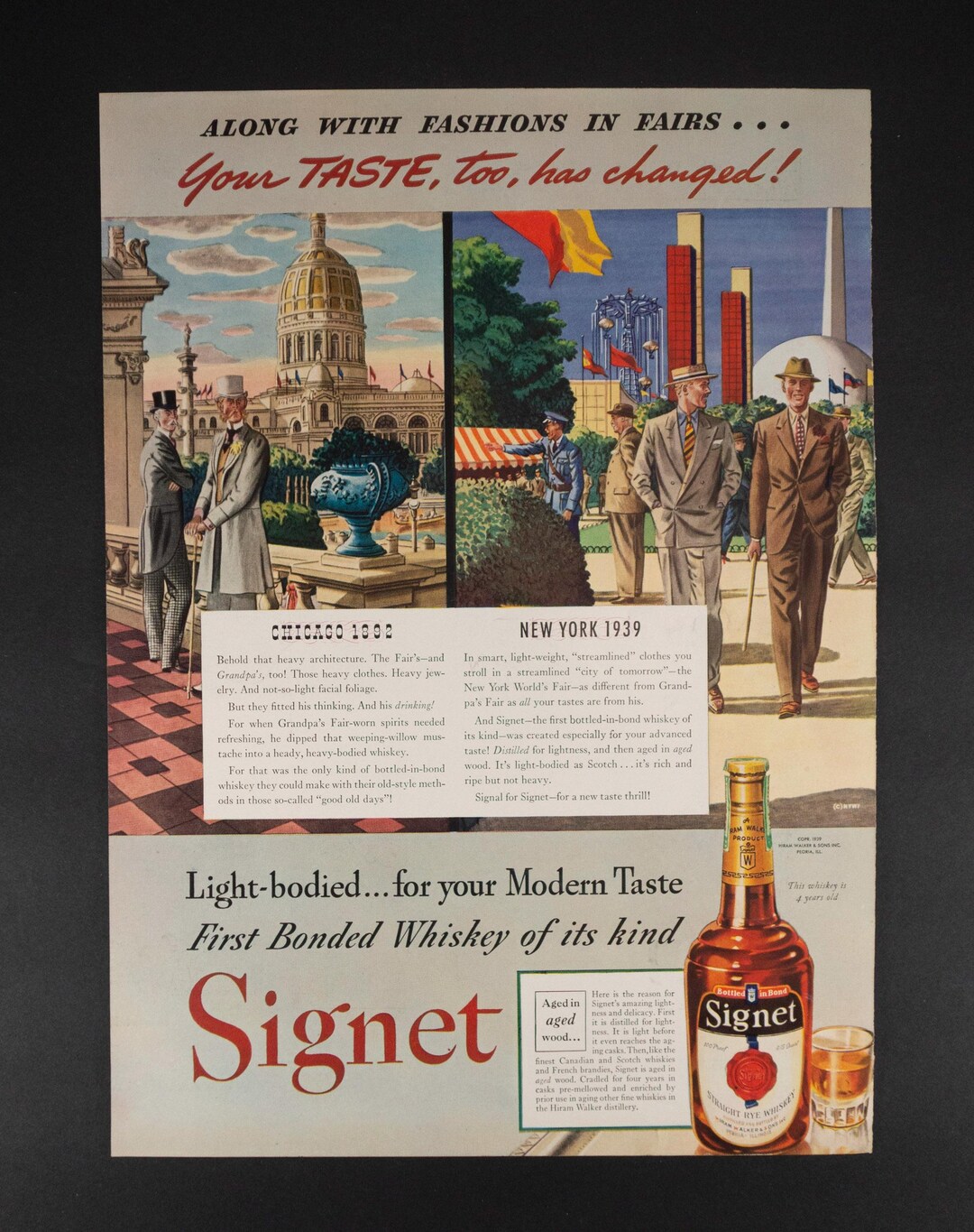 1939 - Signet Whiskey - Original Vintage Color Full Page Print Ad - Etsy