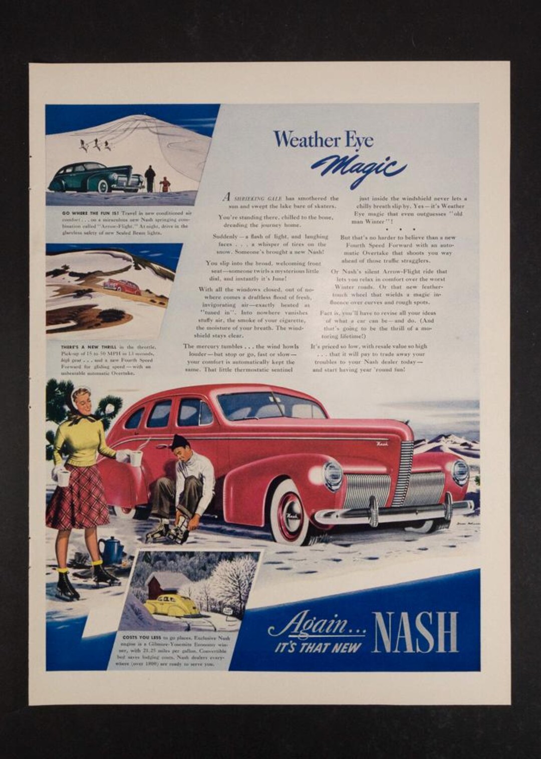 1939 - NASH Automobile - Vintage Full Page Color Print Ad - Etsy