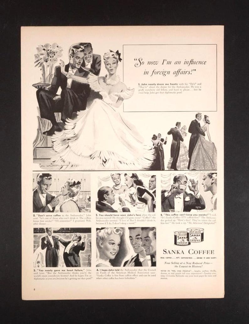 1939 Sanka Coffee Vintage Print Ad - Etsy