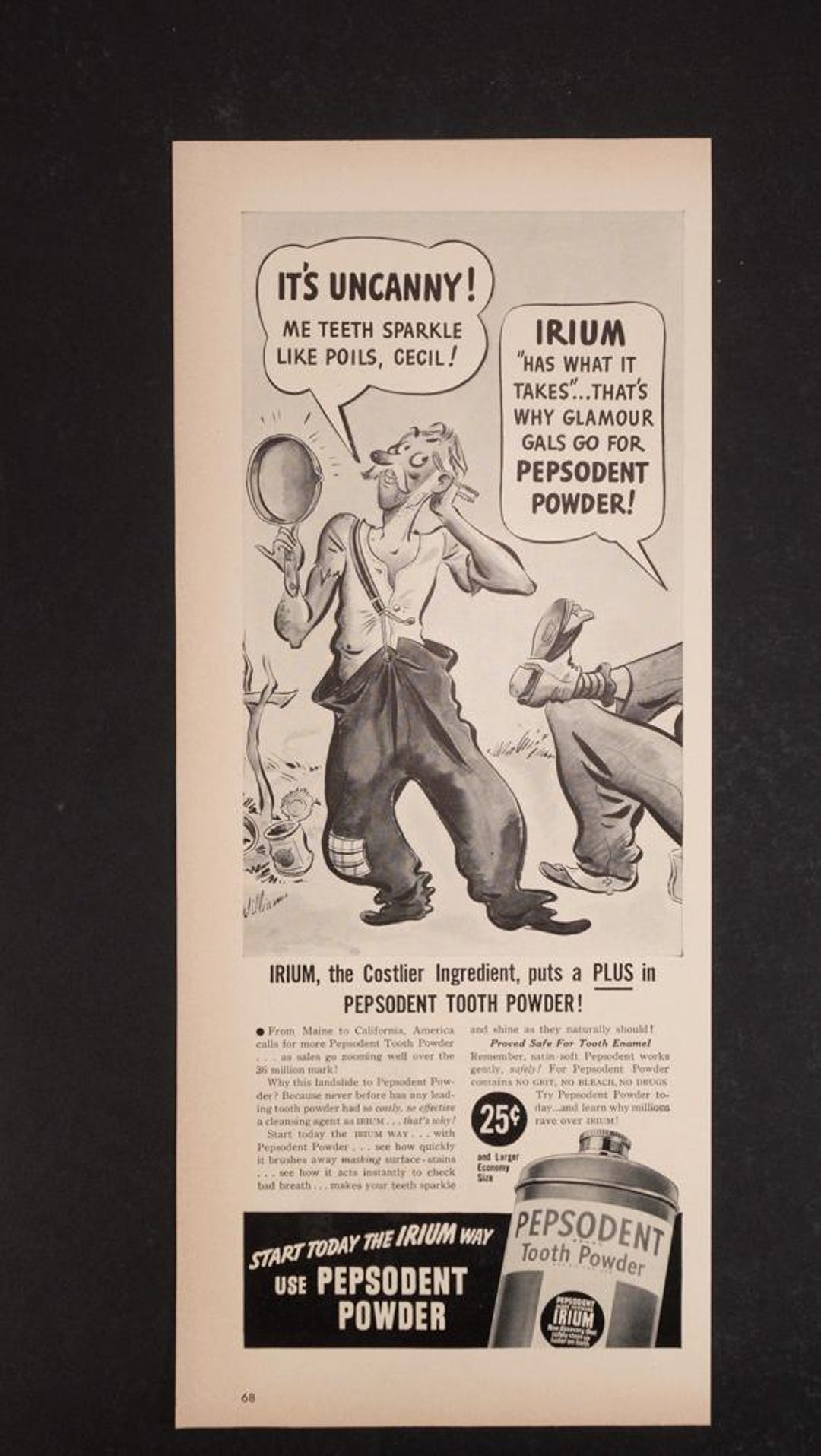 1939 - Pepsodent Tooth Powder - Vintage Print Ad - Etsy