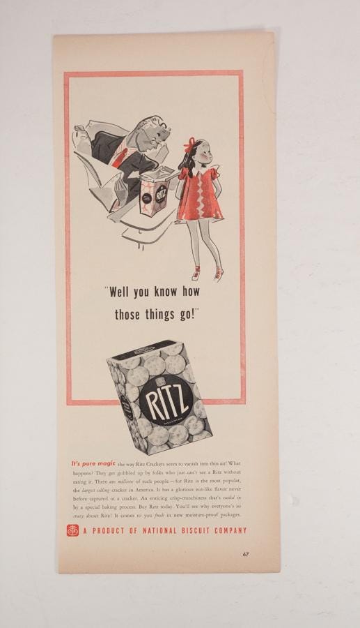 1939 Ritz Crackers Vintage Magazine Ad - Etsy