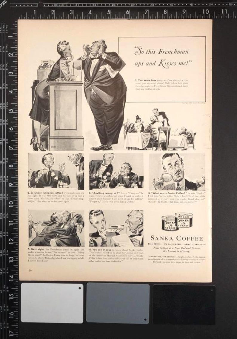 1939 Sanka Coffee - Original Vintage Full Page Print Ad - Etsy