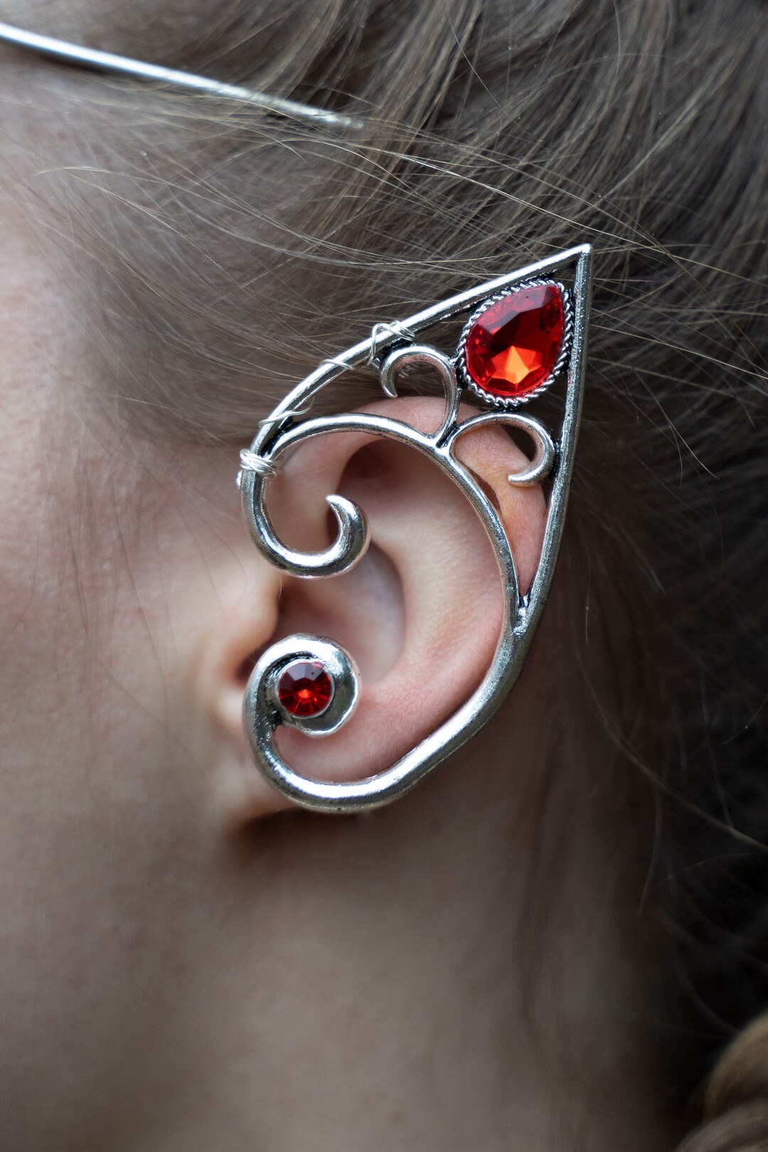 Pointed Fae Elven Ear Cuff, Woodland, Elfish in Silver , No Pierced Ear ...