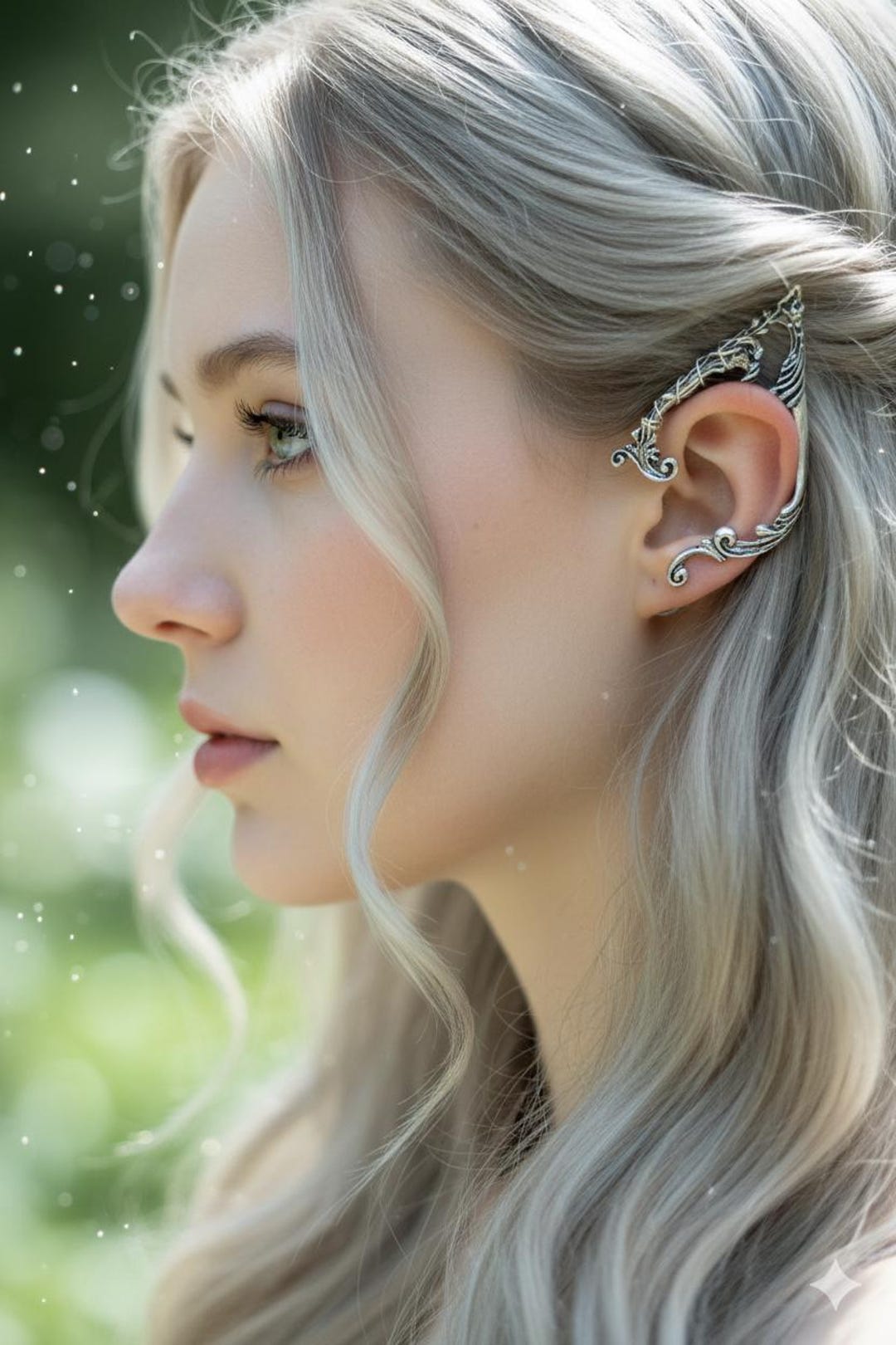 Elven Ear Cuff in Black, Gold or Silver: No Piercing Fae Earring - Etsy